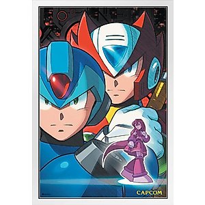 Mega Man Faces Art Video Game Video Gamer Classic Retro Vintage 90s Gaming MegaMan Capcom Legacy Collection Megaman 11 Mega Man X Dr Wily White Wood Framed Poster 14x20