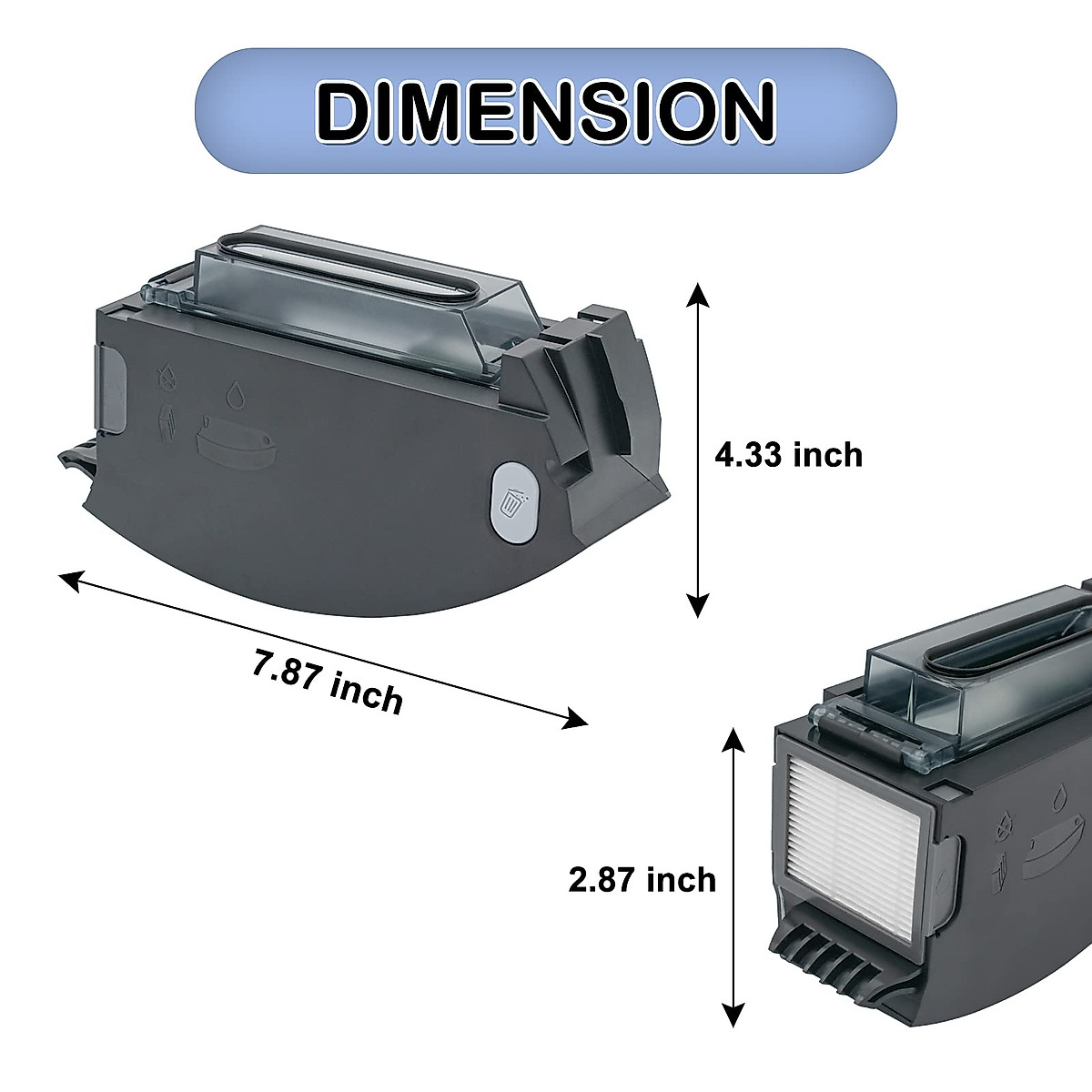 Coodss Dust bin Box Replacement for iRobot Roomba i3 i3+ i4 i4+ i6 i6+ i7 i7+ i8 i8+ E5 E6 E7 J7 Vacuum Cleaners Dust Bin Collector Parts with Automatic Dirt Disposal