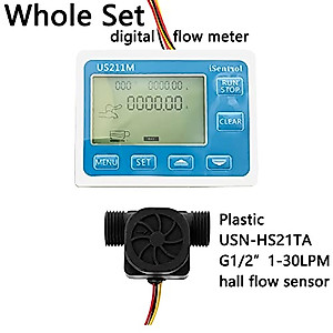 Digital Flow Meter Totalizer Flow Measurement with Nylon Water Flow Sensor G1/2 Turbine Flowmeter