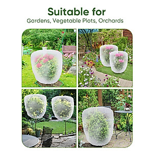 Bird Netting for Garden Protection - 4 PACK Garden Netting Pest Barrier with Drawstring,3.3Ft x 2.7Ft Mosquito Net Tomato Protective Cover Garden Plant Netting for cicadas Vegetables blueberry bushes