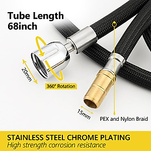 Pull Down Hose Replacement Faucet Parts Compatible with Kohler K-1219935-BC/K-1304674-BC/K-1219935 Hose Kit Pull-down Kitchen Faucet, 67in (K-1219935-bc)