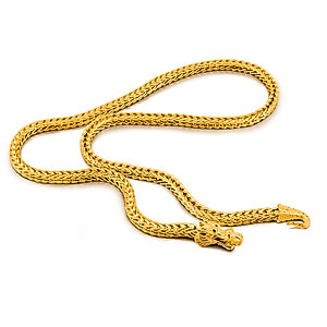 Dankadi Men 925 Sterling Silver Dragon Necklace 24K Gold Plated Vintage 5MM 20 "22" 24 "26" Franco Link Curb Chain Choker Fashion Punk Gold Fine Jewelry Gift (26 inch, Golden)