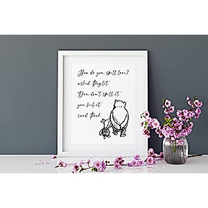 ‘Spell Love?’ Winnie the Pooh Quotes Wall Art | 8x10 UNFRAMED Black and White Minimalist Nursery Print | Pooh and Piglet Modern Home Decor