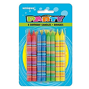 Unique Striped Party Candles, 3.5", Assorted Colors