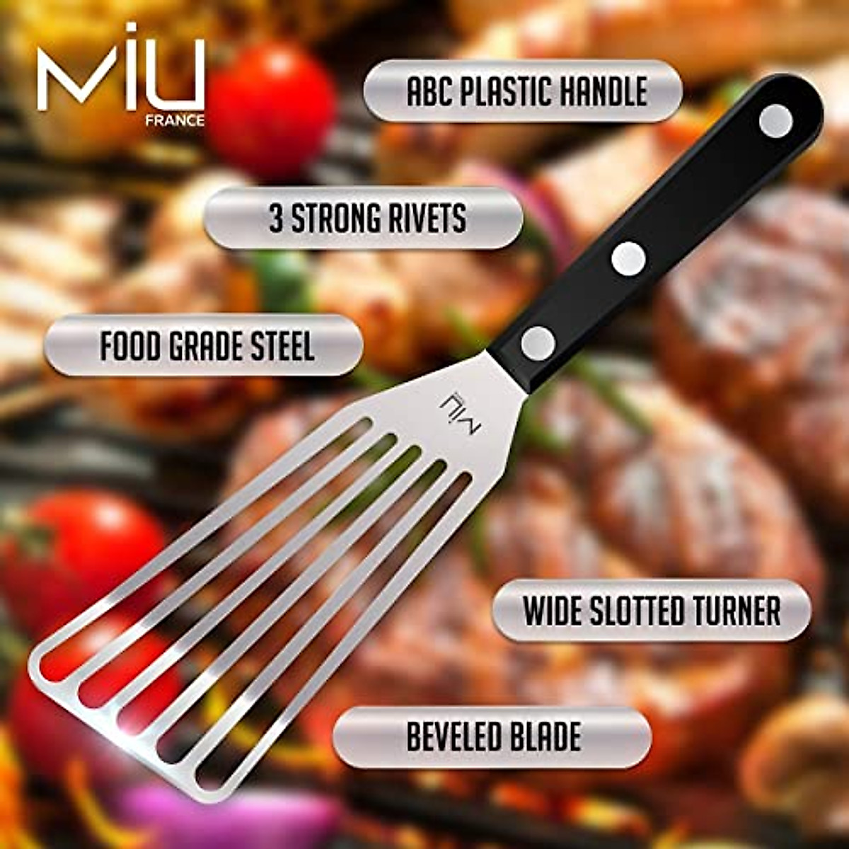 MIU Fish Spatula Stainless Steel, Flexible, Polished Metal, Corrosion Resistant, Kitchen Slotted Turner [Upgraded Version]