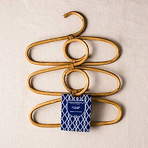 Linen Perch Wooden Baby Hangers - Bamboo Clothes Hangers - Natural, Eco-Friendly - Rattan Décor - Wood Baby Hanger - Boho Nursery Décor -Set of Three- (11" x 6")