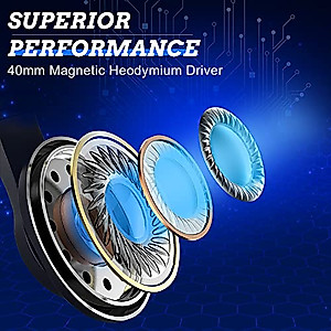 DIWUER Gaming Headset for Nintendo Switch, Xbox One, PS4, Bass Surround and Noise Cancelling 3.5mm Over Ear Headphones with Mic for Laptop PC Smartphones (Blue)