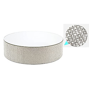 Flavorthings 16 Inches Bling Round Cake Stand Cupcake Base with Crystal Rhinestones Mirror Top, Gorgeous Cake Display Decorative Centerpiece for Wedding Parties (Silver, 16")