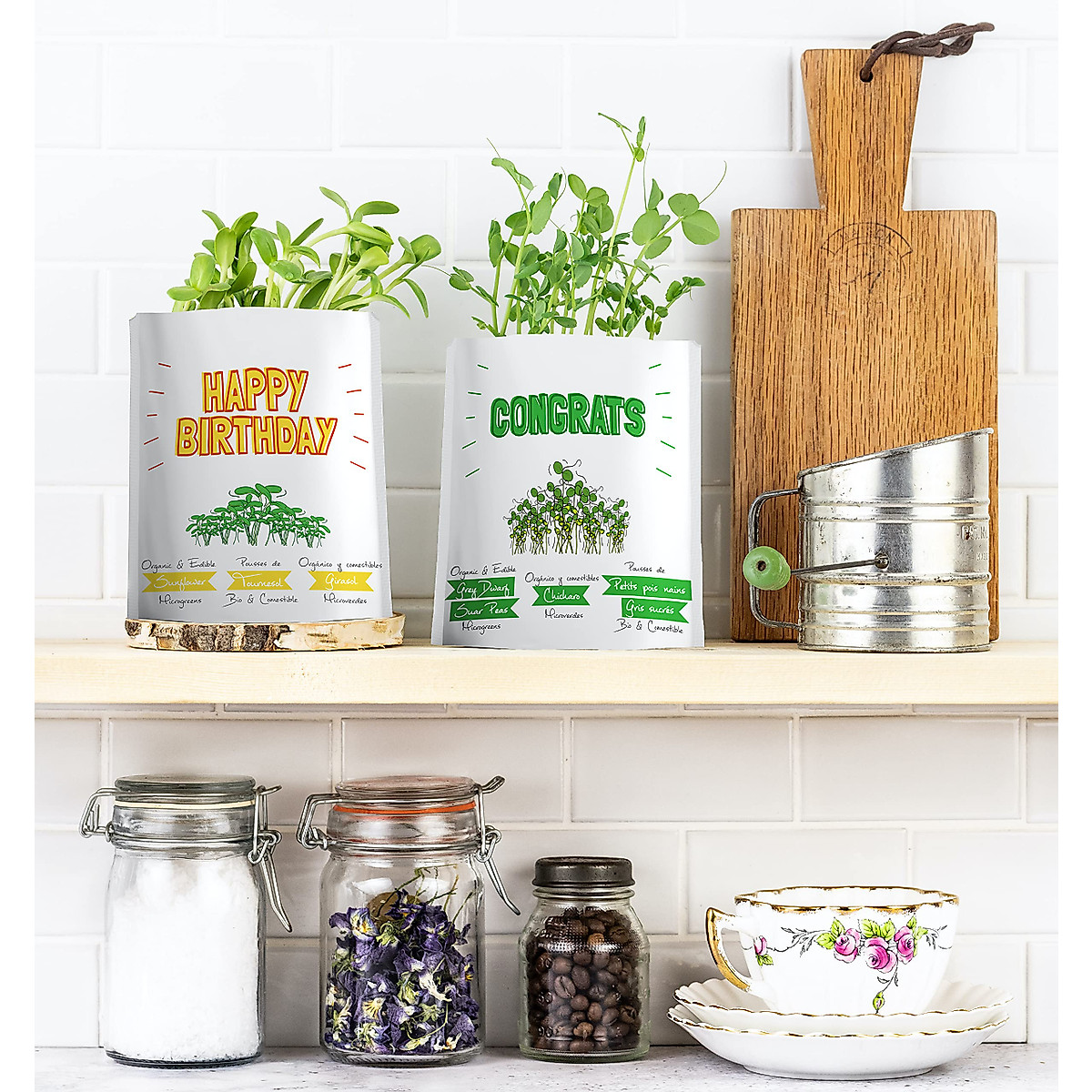 GIFT A GREEN HAPPY BIRTHDAY Greeting Card Greeting Cards with Organic Microgreens! Just Like A Post Card, Simply Mail and Recipient Gets to Grow & Eat | Cards for All Occasions | 1 PACK