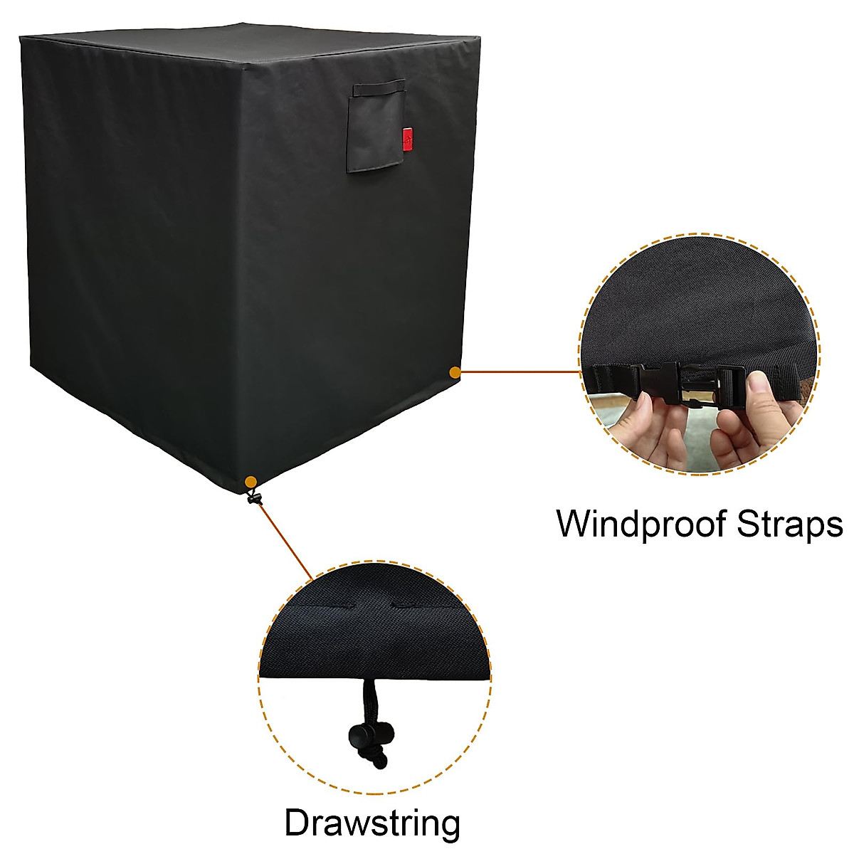 Cover Geny Winter Air Conditioner Cover for Outside Units,Outdoor AC Cover, Heavy Duty Ac Condenser Cover, Windproof Waterproof Central A/C Cover, Swamp Cooler Cover Square Black 36x36x39
