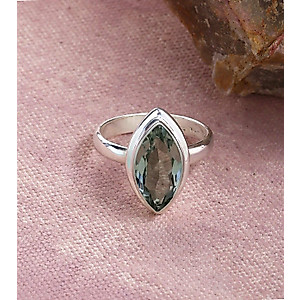 YoTreasure Green Amethyst Solid 925 Sterling Silver Gemstone Ring Jewelry