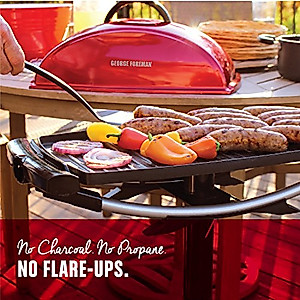 George Foreman 12-Serving Indoor/Outdoor Rectangular Electric Grill, Red, GFO201R