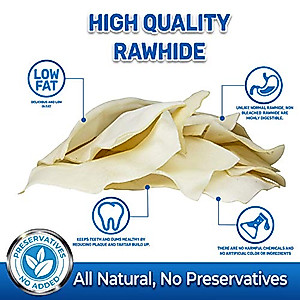PET MAGASIN Natural Rawhide Chips – Premium Long-Lasting Dog Treats with Thick Cut Beef Hides, Processed Without Additives Or Chemicals