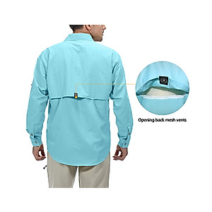 Little Donkey Andy Men's UPF 50+ UV Protection Shirt, Long Sleeve Fishing Shirt, Breathable and Fast Dry Blue XXL