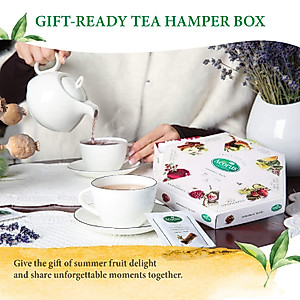 ACORUS Summer Taste Fruit Tea Set | Natural Assorted Tea Hamper Box Gift Set | Large Selection Box 60 Tea Bags | Tea Gift Sets | 6 Fruit and Berry Tea Flavour Sampler