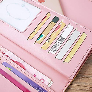 Wallets,Womens Lady PU Leather Zipper Large Capacity Multi Card Organizer (Style3-Pink)