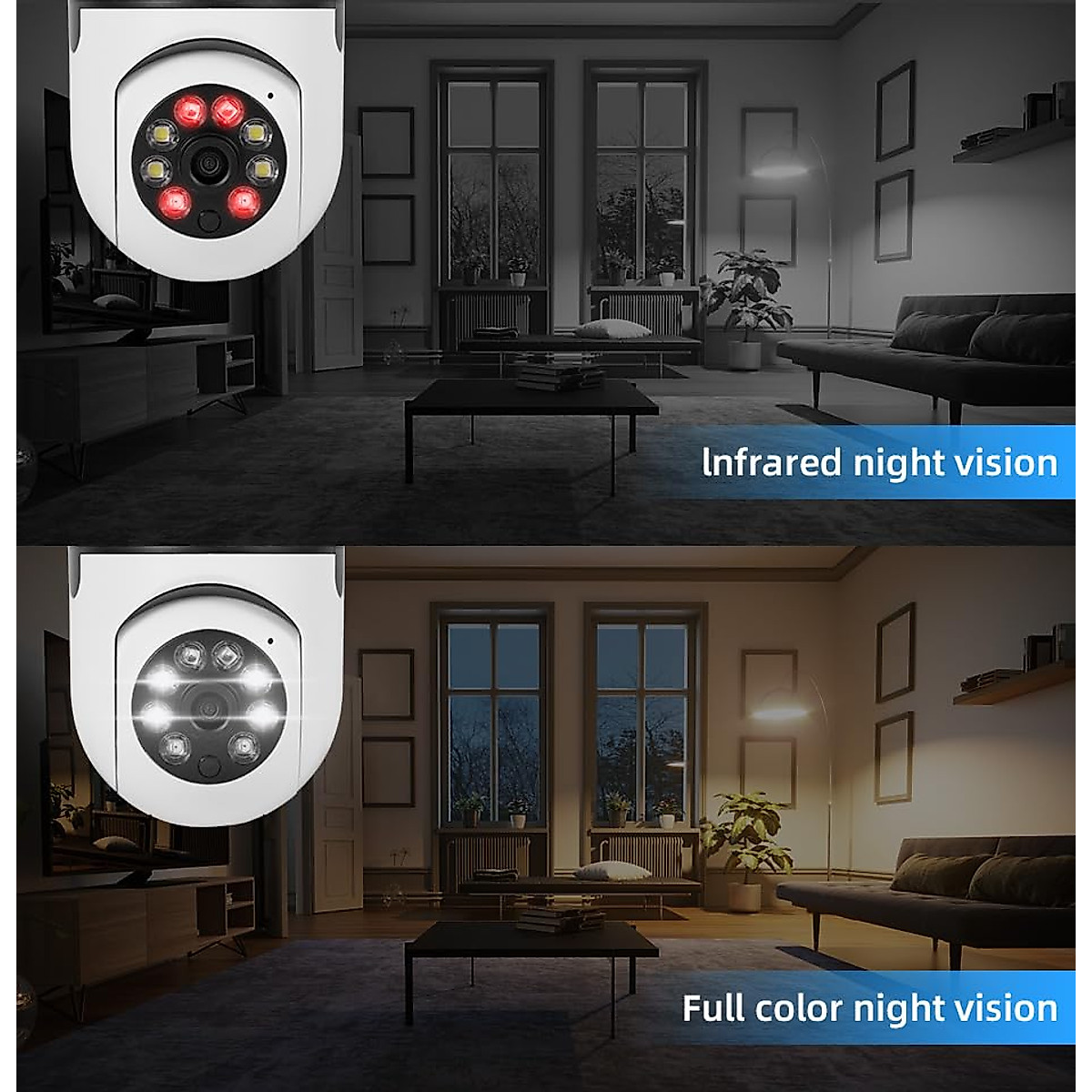 METRICSQUARE Camera Hidden Home Security Light Bulb Camera Spy Camera WiFi Nanny Cam with Phone APP, Night Vision Motion Detection Two Way Audio Video Recording Indoor Room Camera