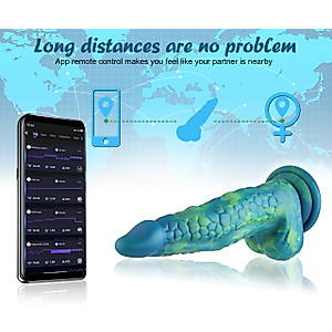 Wildolo Vibrator App Dildo 9.6'' Monster Color Silicone Dildo Realistic Adult Toy Fantasy Strong Suction Cup Dildo,Green,A43-M