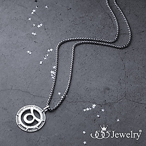 555Jewelry Stainless Steel Taurus Necklace for Wife, Horoscope Constellation Necklaces for Women ‎& Ladies, Zodiac Sign Pendant for Men, Astrology Necklace for Her, 18 Inch, Silver