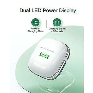 Ear buds 72Hrs Playback Bluetooth Headphones Wireless Earbuds with Dual LED Power Display Charging Case Earphones IPX7 Waterproof Stereo Sound in-Ear Earbud with Mic for Phone Laptop TV Sport White