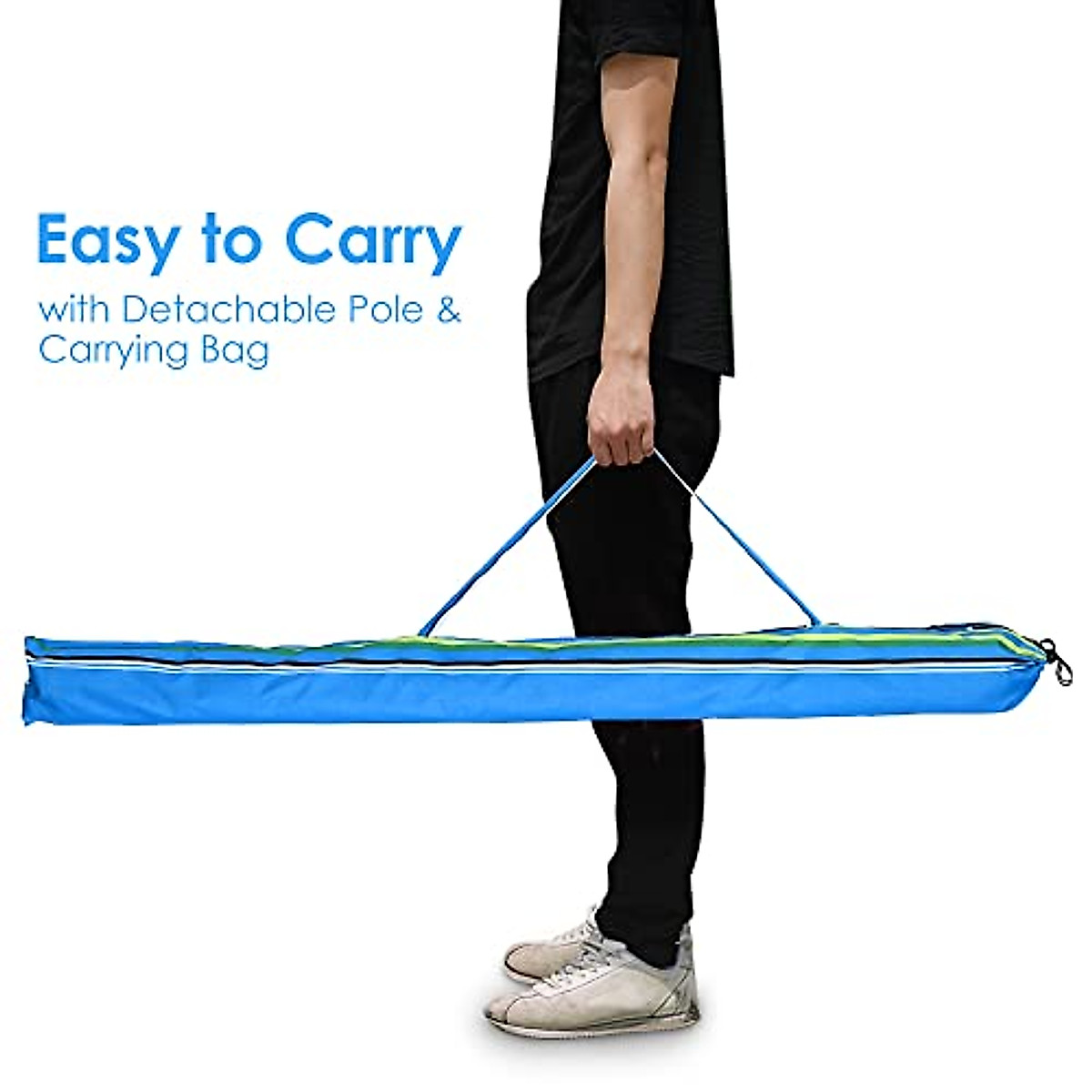 Yescom 6 Ft Striped Outdoor Beach Umbrella UV Protection Sunshade Tilt Sand Anchor Backyard Camp Trip Parasol