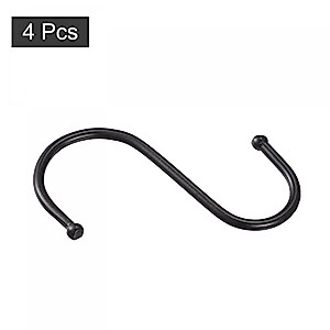 uxcell S Hooks 2.87inches Stainless Steel Hanger for Hanging Kitchenware, Bathroom Supplies, Apparel, Black 4Pack