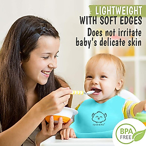 Silicone Baby Food Freezer Tray with Clip-on Lid and Baby Silicone Bibs Bundle - Breast Milk Trays for Freezer (Alpine Green) - Waterproof, Easy Wipe Silicone Bib for Babies, Toddlers (Cloud Nine)