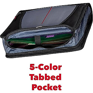 Case-it The Mighty Zip Tab Zipper Binder - 3 Inch O-Rings - 5 Color Tab Expanding File Folder - Multiple Pockets - 600 Sheet Capacity - Comes with Shoulder Strap - Deep Purple D-146