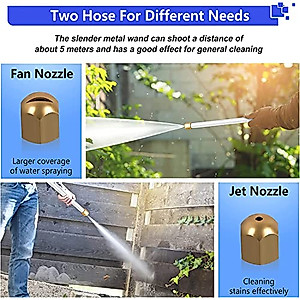 CARFKA Hydro Jet Washer High Pressure Power Washer Wand Water Hose with 2 Hose Nozzle Auto Watering Sprayer Flexible Garden Watering Sprayer for Car Wash and Window Washing 17 inch