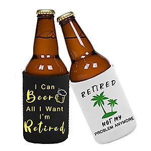 2 Funny Retirement Can Coolers Gifts for Men And Women-12 OZ Collapsible Neoprene Can Beer Bottle Beverage Cooler Cover Insulator Holder Sleeve for Cola Beer Soda - 2 Pack