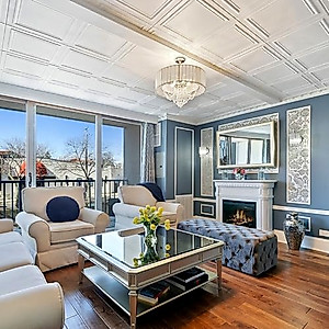 A La Maison Ceilings R24 Line Art Foam Glue-up Ceiling Tile (21.6 sq. ft./Case), Pack of 8, Plain White