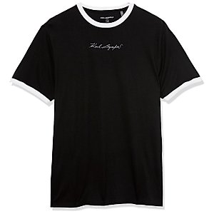 Karl Lagerfeld Paris Men's Signature Logo Crew Neck, Black