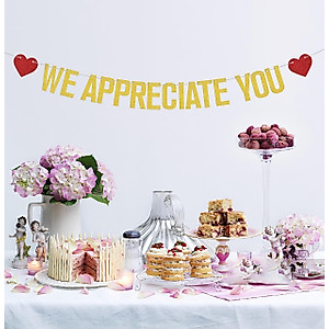 We Appreciate You Banner, Thank You Sign, Nurse/Doctor/Teacher Appreciation Banner Decorations, Thank You for All You Do Decor, Employee Appreciation Banner Decorations for Office Party Gold Glitter