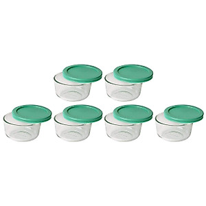 Pyrex (6 7202 Glass Bowls & (6) 7202-PC Green Lids Made in the USA