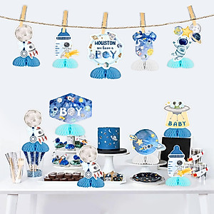 Outer Space Baby Shower Decorations for Boy - 8pcs Space Baby Shower Honeycomb Centerpieces, Planet Astronaut Space Table Toppers for Houston We Have a Boy Baby Shower Party Supplies