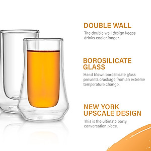 JoyJolt Cosmo Double Wall Shot Glasses – Set of 4 2 oz Glasses Suitable for Cocktails Espresso, or Desserts – Shot Glass Ideal for Liquor Bar – Drinking Games with Shot Glasses Essential