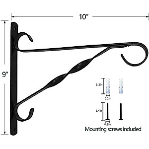 Amagabeli Hanging Plants Bracket 10'' Wall Planter Hooks Hangers Flower Pot Bird Feeder Wind Chime Lanterns Patio Lawn Garden for Shelf Shelves Fence Screw Mount against Door Arm Hardware