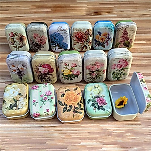 8Pcs Mini Flower Tin Trinket Jewelry Organizer Storage Box Decorative Boxes Small Metal Tins with Hinged Lids Portable Box Containers Small Storage Kit,Christmas Stocking Stuffers