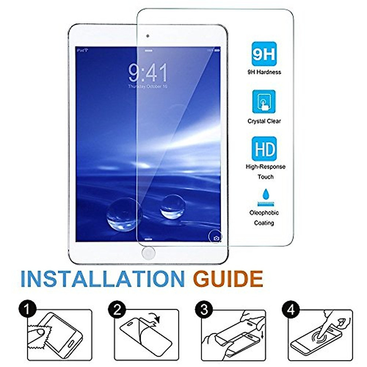 Sincase iPad Mini 4 Screen Protector, [2-Pack] Clear Premium iPad mini 4 Tempered Glass Screen Protector [Bubble Free] 2.5D Curved Shatterproof Glass Cover Screen Film for iPad Mini 4