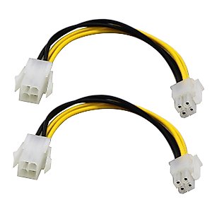 zdyCGTime(2-Pack) 4-Pin Molex M/F SATA Cable ATX 12V Power Supply 4-Pin CPU Male to Female CPU Motherboard Power SATA Extension Cable(20CM/8 Inch)