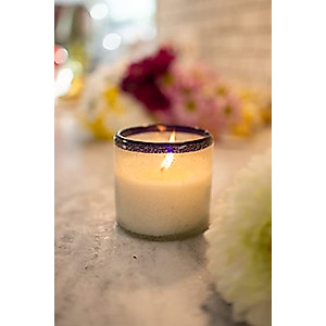 Paddywax Candles La Playa Collection, Naturally Scented Candle, 9 Ounces, Cobalt Rim - Salted Blue Agave