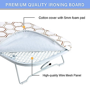 SheeChung Small Tabletop Ironing Board 30" L x 12" W Heavy Duty Ironing Board with Mesh Metal Base 100% Cotton Cover,Hook for Hanging,Portable Folding Mini Iron Board for Sewing Craft Room House Dorm