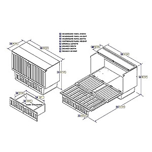 AFI, Nantucket Murphy Bed Chest with 6 inch Memory Foam Folding Matttress, Built-in Charging Station and Storage Drawer, Full, Espresso