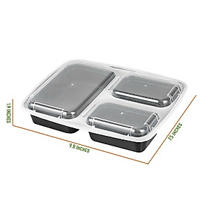 Meal Prep Haven Stackable Reusable 3 Compartment Food Containers with Lids, Set of 7