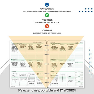 Planner Pad 7 Hole Loose Leaf 3-Tier Funnel Down 12 Month Organizer, Oct 1st Start (Oct 2023 - Sept 2024), Soft Green Ink, 8 1/2" x 11”