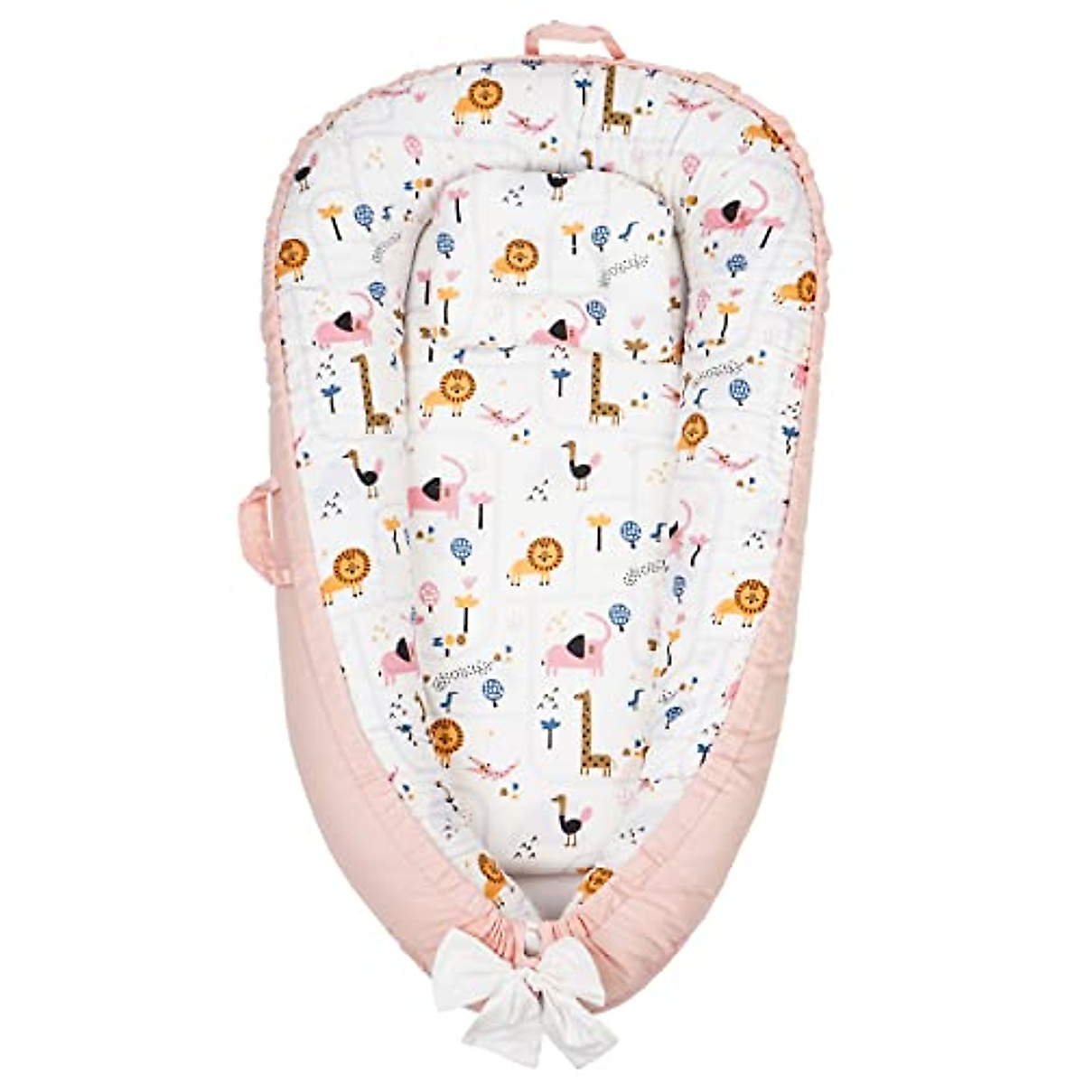 Mestron Baby Nest for 0-12 Months,Baby Lounger Baby Snuggle Infant Bassinet Mattress Insert Soft & Breathable Cotton Portable Infant Floor Seat Co-Sleeping (Elephant)