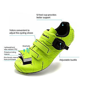 Santic Men's Cycling Shoes Road Cycling Riding Shoes Road Bike Shoes with Buckle- Roadway New