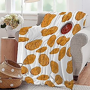 Blanket Chicken Nuggets Fried Throws Gift for Kids Boys Girls Plush Lightweight Sheet Funny Food Stuffed Super Soft Flannel Blankets Men Women Bedding for Party Couch Bed-50"x40" Poster for Toddler