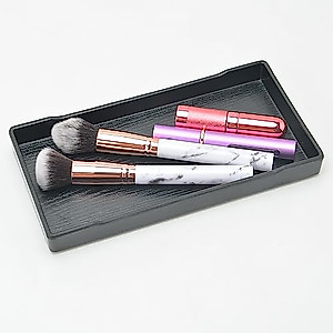 Modern Bathroom Vanity Tray, Small Black Tray 8 inch, Rectangle Kitchen Sink Tray, Soap Tray Sponge Holder for Kitchen Bathroom Counter, Decorative Tray for Makeup, Jewellery, Keys, Watch, Glasses