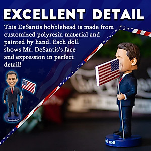 Governor Ron Desantis Bobblehead Collectible | 7” Tall Resin Figurine of Desantis Holding an American Flag | Governor Desantis Bobble